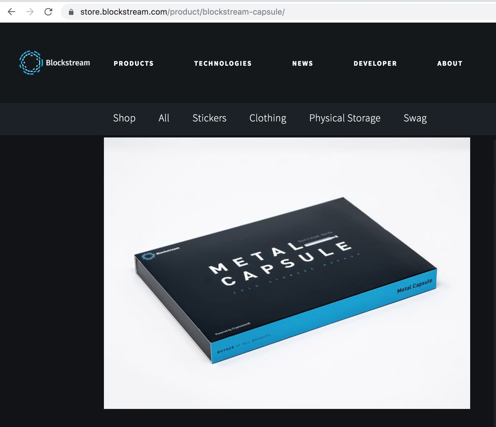 Cryptosteel Partnership With Blockstream • Cryptosteel.com